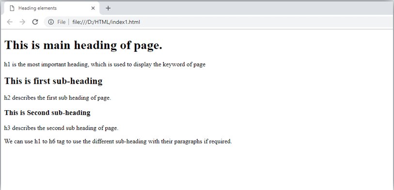 HTML Heading - Tpoint Tech