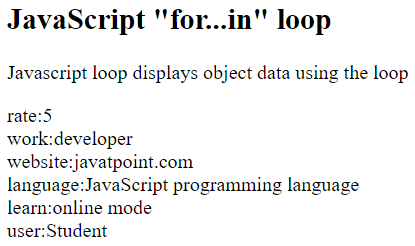 JavaScript for...in Loop - Tpoint Tech